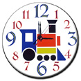 Kids Color Block Round Train Clock - A-Trains.com
