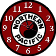 Northern Pacific Railroad Logo Round Clock - A-Trains.com