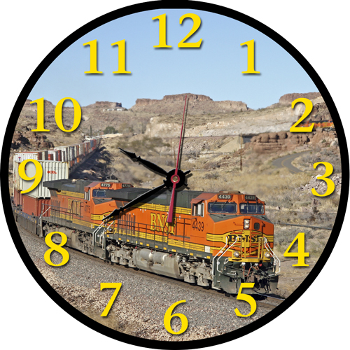 BNSF in the Desert Round Train Clock - A-Trains.com