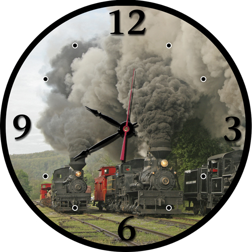 Cass Scenic Steam Scene Train Clock - A-Trains.com