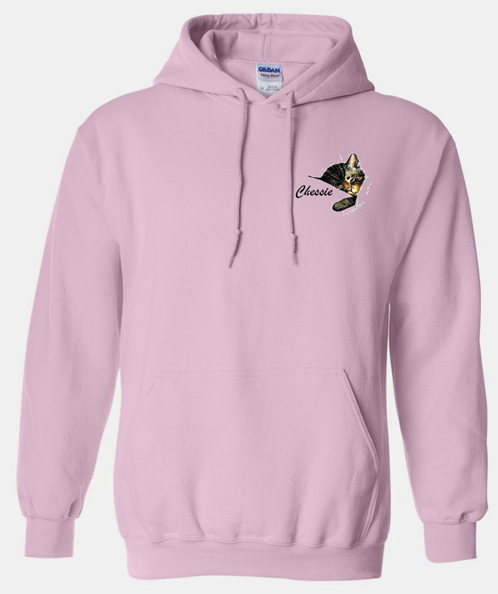 Chessie the Kitten Embroidered Hoodie-Pink - A-Trains.com