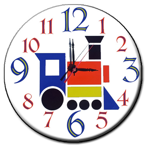 Kids Color Block Round Train Clock - A-Trains.com