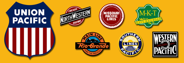 Union Pacific Heritage Logos Metal Sign - A-Trains.com